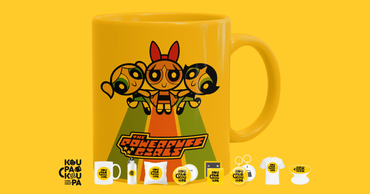 The powerpuff girls , Ceramic coffee mug yellow, 330ml (1pcs)