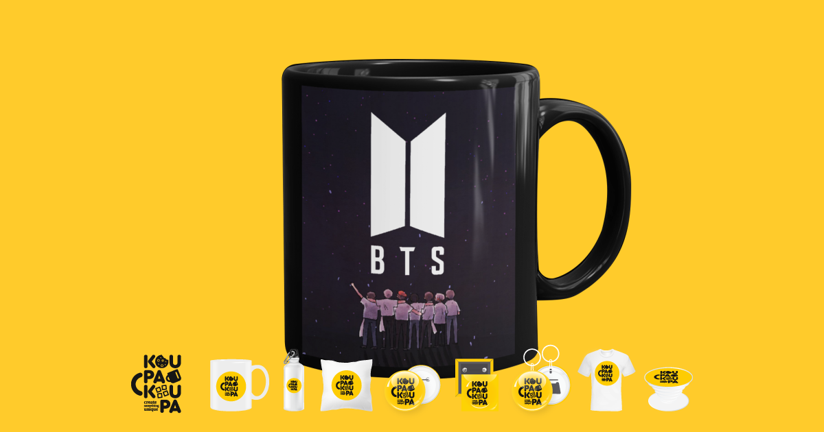 BTS, Mug black, ceramic, 330ml