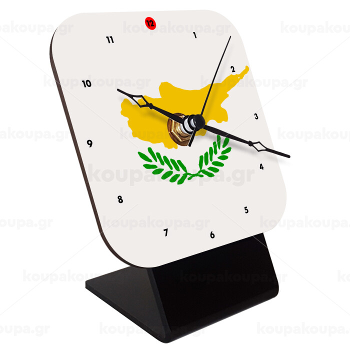 Cyprus flag, Quartz Wooden table clock with hands (10cm)