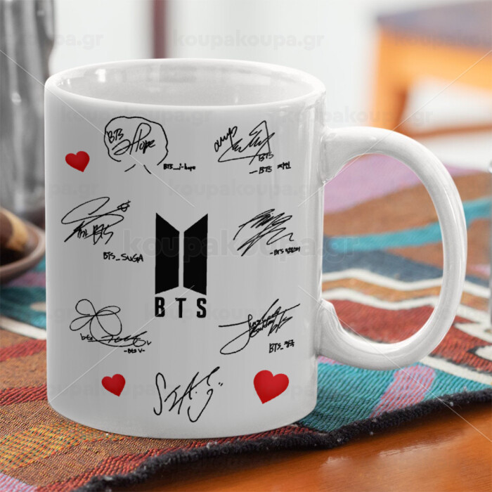 BTS signatures, Ceramic coffee mug, 330ml (1pcs)