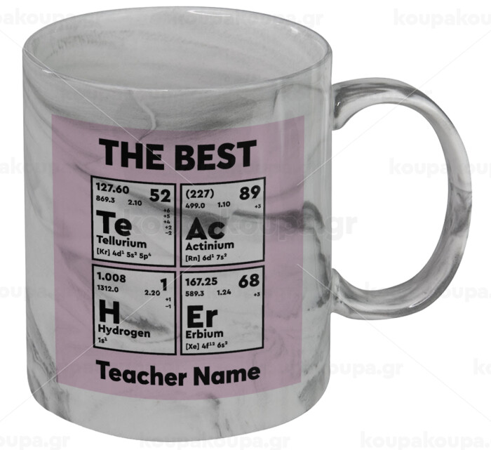THE BEST Teacher chemical symbols, Mug ceramic marble style, 330ml