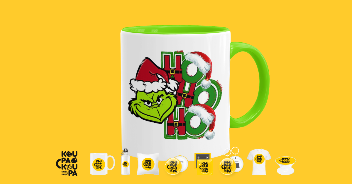 Grinch ho ho ho, Mug colored light green, ceramic, 330ml