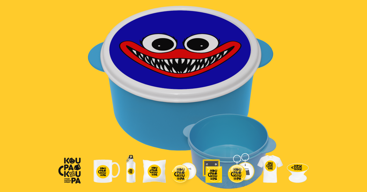 Huggy wuggy, ΜΠΛΕ παιδικό δοχείο φαγητού (lunchbox) πλαστικό (BPA-FREE ...