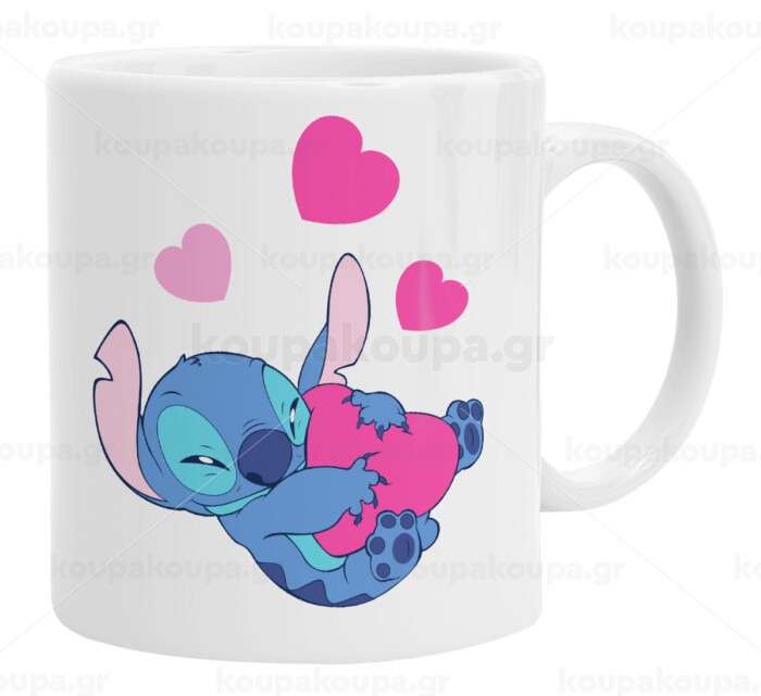 Lilo & Stitch hugs and hearts, Ceramic coffee mug, 330ml (1pcs)