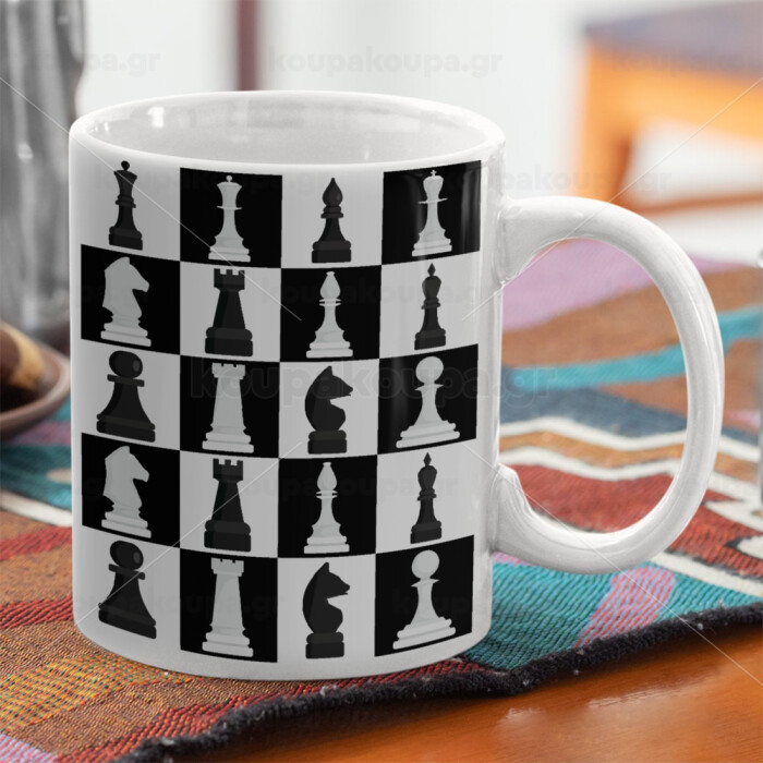 Chess set, Ceramic coffee mug, 330ml (1pcs)