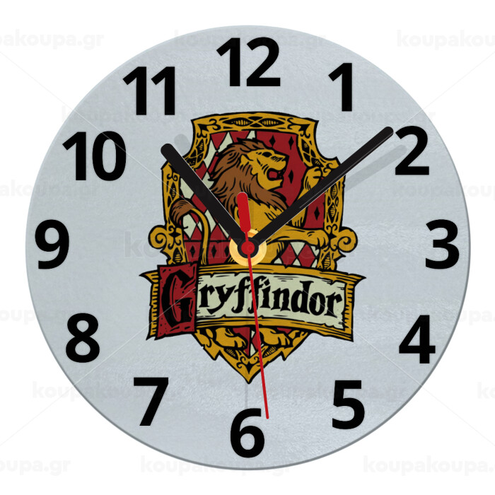 Gryffindor, Harry potter, Ρολόι τοίχου γυάλινο (20cm)