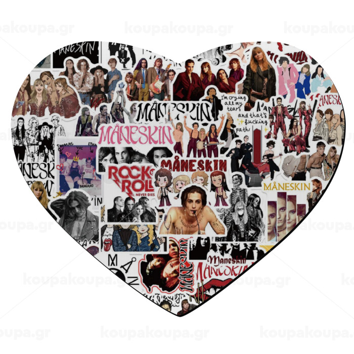 Maneskin stickers, Mousepad καρδιά 23x20cm