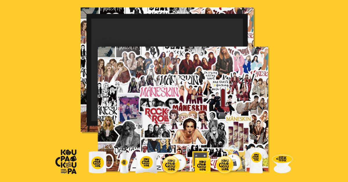 Maneskin stickers, Ορθογώνιο μαγνητάκι ψυγείου διάστασης 9x6cm