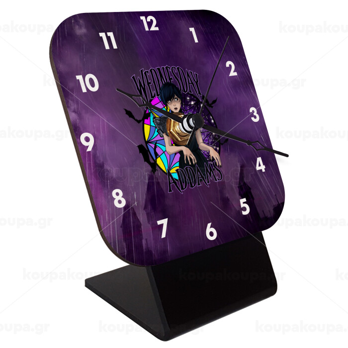 Wednesday Jenna Ortega, Quartz Wooden table clock with hands (10cm)