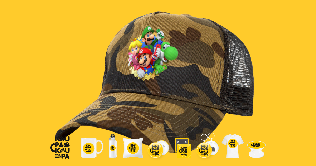 Super mario and Friends, Adult Structured Trucker Hat, with Mesh ...