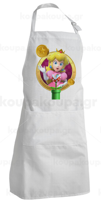Princess Peach Toadstool, Adult Chef Apron (with sliders and 2 pockets)