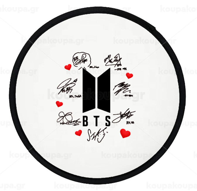 BTS signs, Βεντάλια υφασμάτινη αναδιπλούμενη με θήκη (20cm)