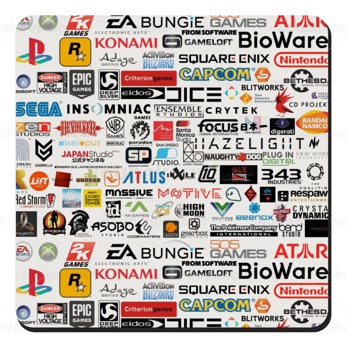 Video Game Studio Logos, Τετράγωνο μαγνητάκι ξύλινο 9x9cm