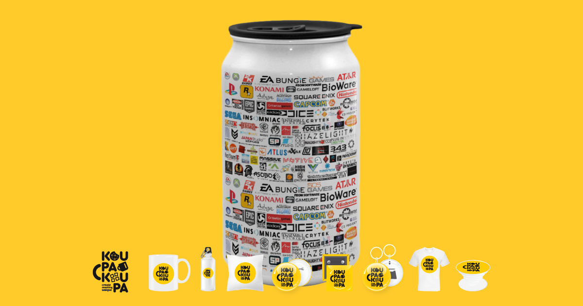 Video Game Studio Logos, Κούπα ταξιδιού μεταλλική με καπάκι (tin-can) 500ml