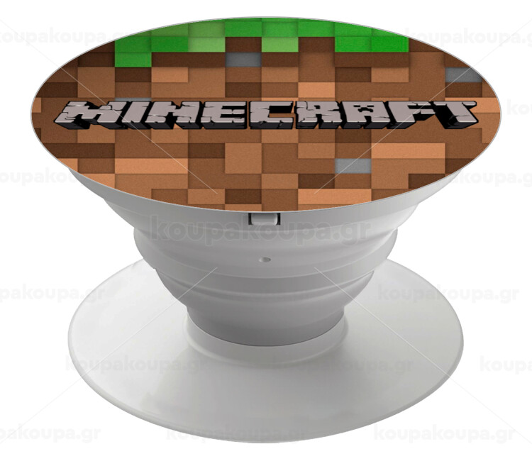 Minecraft dirt, Pop Socket Λευκό Βάση Στήριξης Κινητού στο Χέρι