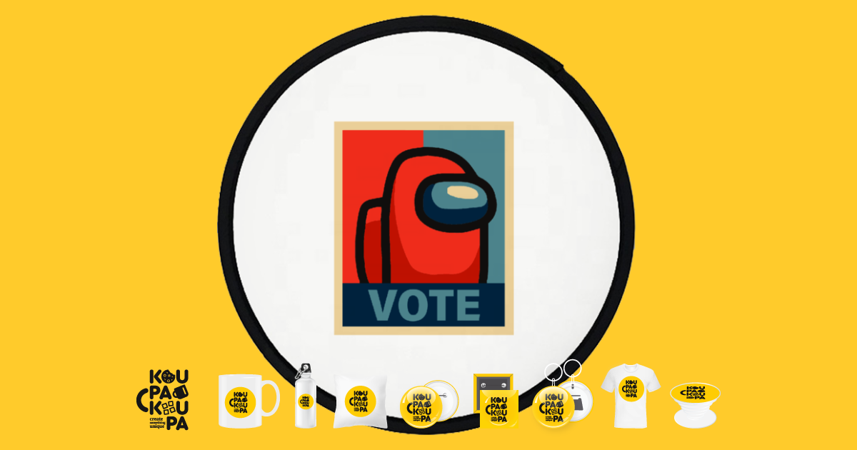 Among US VOTE, Βεντάλια υφασμάτινη αναδιπλούμενη με θήκη (20cm)