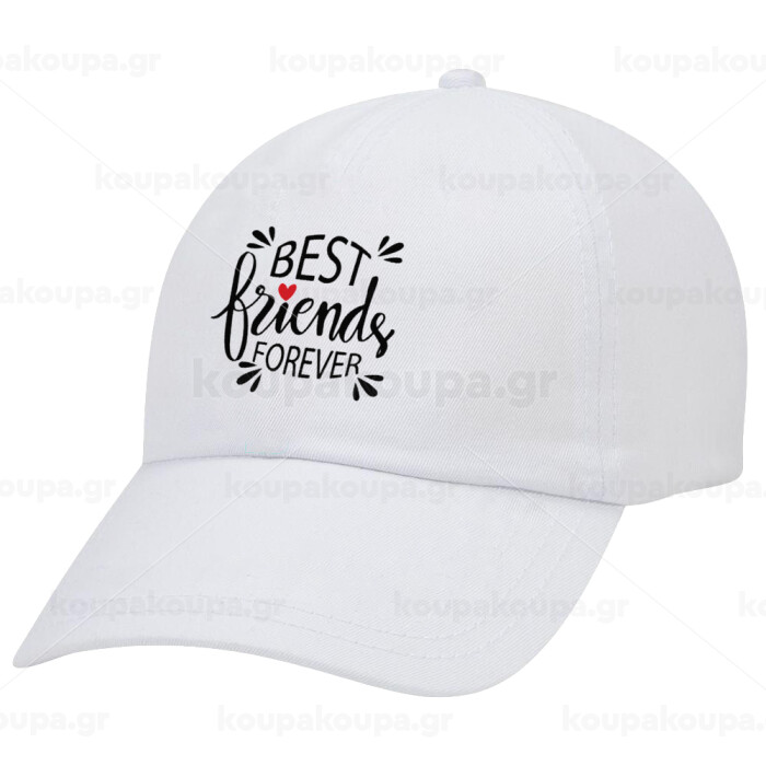 Best Friends forever, Καπέλο Ενηλίκων Baseball Λευκό 5-φύλλο (POLYESTER ...