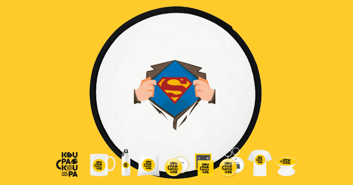 Superman hands, Βεντάλια υφασμάτινη αναδιπλούμενη με θήκη (20cm)